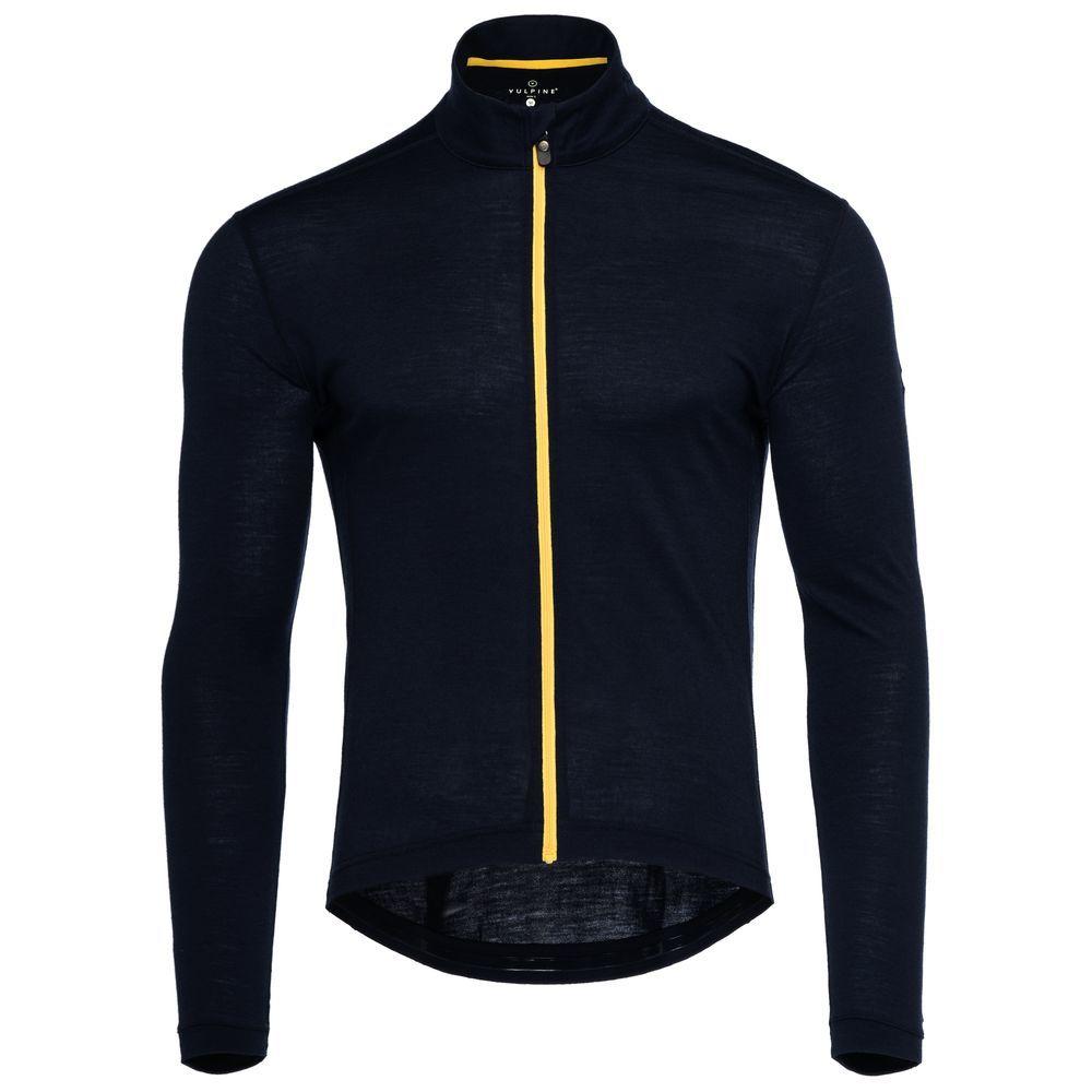 Mens Alpine Merino Blend Long Sleeve Jersey (Classic Navy/Yellow) | Vulpine